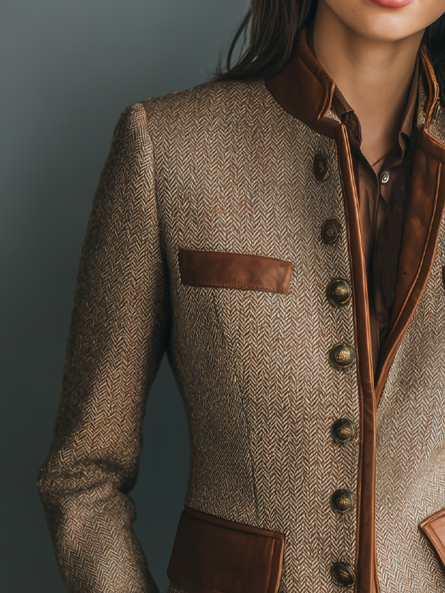 Vintage Eco-Leather Trim Pocket Tweed Jacket – BCSHARED