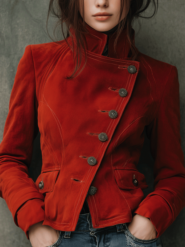 Vintage Red Velvet Military Jacket – BCSHARED