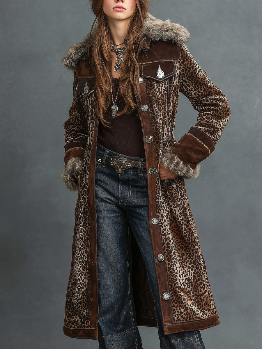 Vintage Leopard Print Polyester Velvet Suede Eco-friendly Fur Collar ...